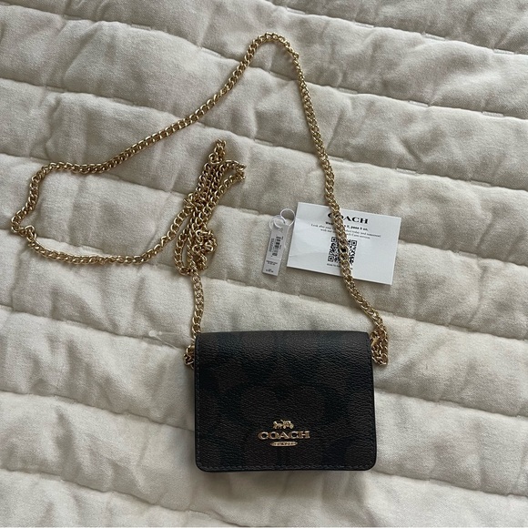 Coach | Accessories | Coach Mini Wallet On Chain In Signature Canvas ...